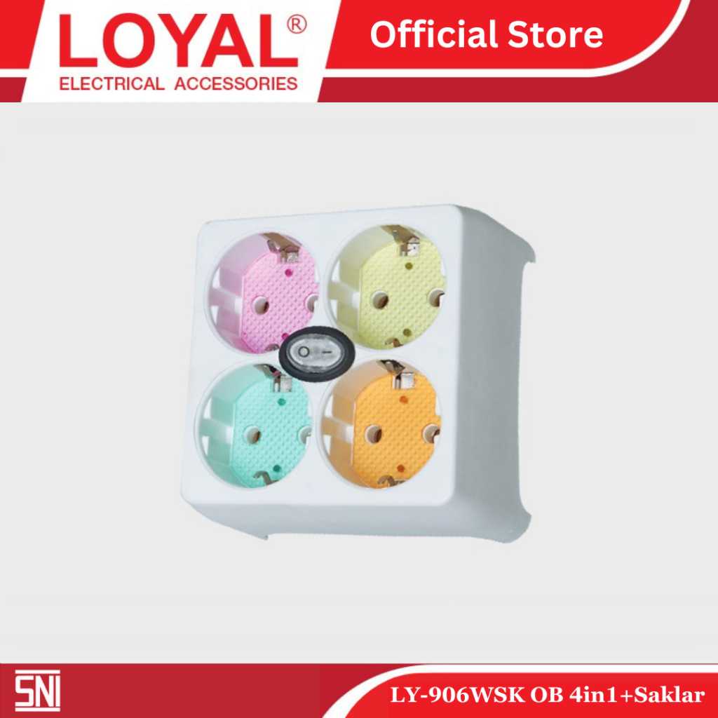 Jual LOYAL Stop Kontak Outbow 4in1 4 Lubang Saklar Warna LY-906WSK | Shopee Indonesia
