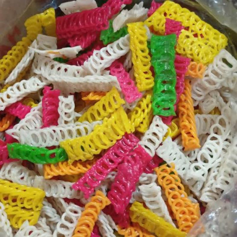 Jual kerupuk rantai / kerupuk tangga / kerupuk seblak 500gram | Shopee ...