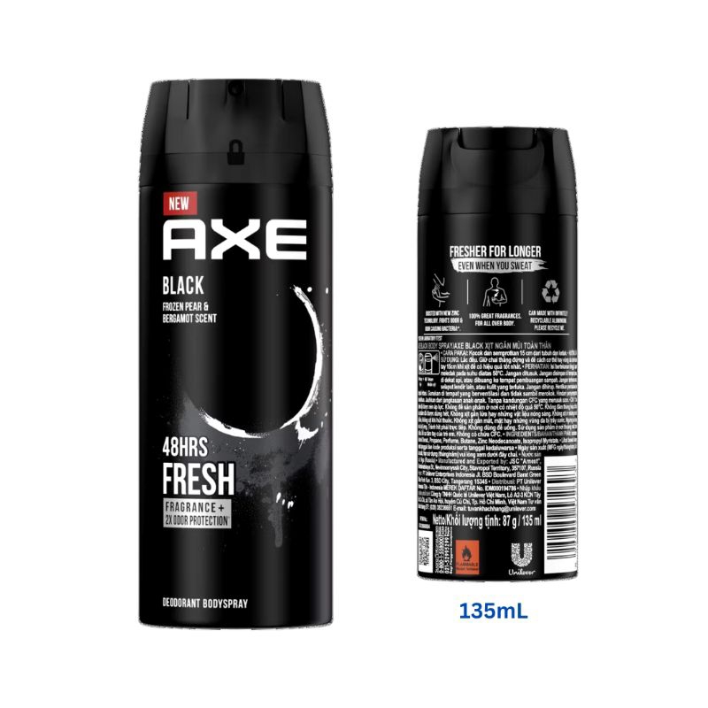 Jual AXE MEN DEODORANT BODY SPRAY BLACK 135mL | Parfum Pria Axe 135mL ...