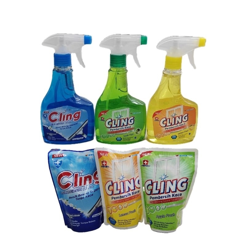 Jual CLING | Cling Pembersih Kaca Spray+Refill 425ml | Shopee Indonesia