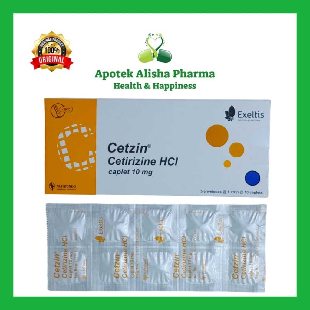 Jual Cetzin Cetirizine Box isi 50 dan Strip isi 10 Kaplet Obat Flu ...