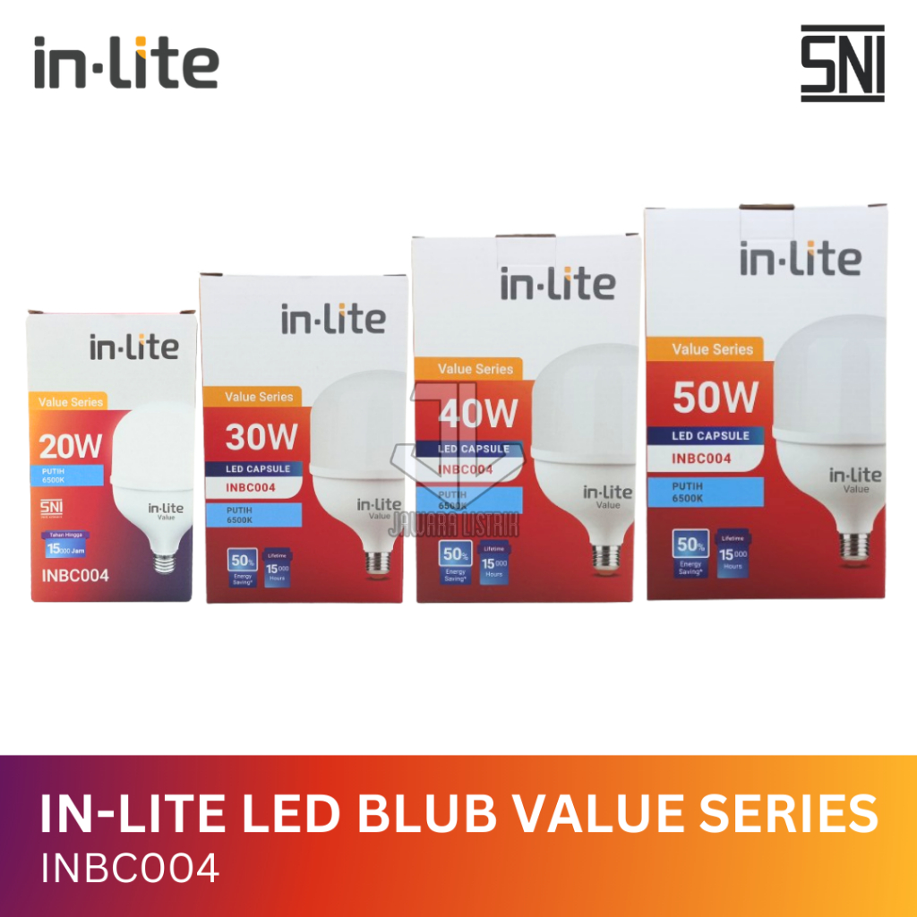Jual IN-LITE INLITE LAMPU INBC004 LED CAPSULE SERIES 20W 30W 40W 50W E27 6500K CAHAYA PUTIH ...