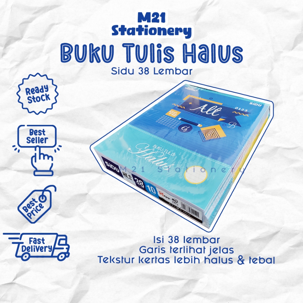 Jual (1 PCS) BUKU TULIS HALUS SIDU / 38 LEMBAR MOTIF RANDOM GARIS 3 ...