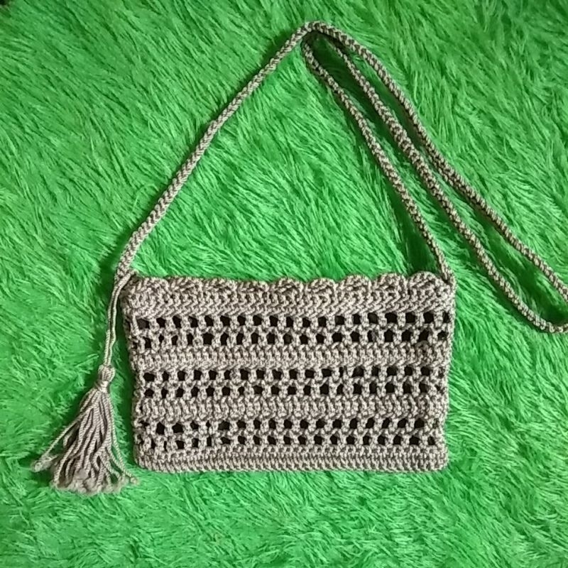 Jual dompet rajut handmade tali panjang muat hp/ tas rajut hp | Shopee ...