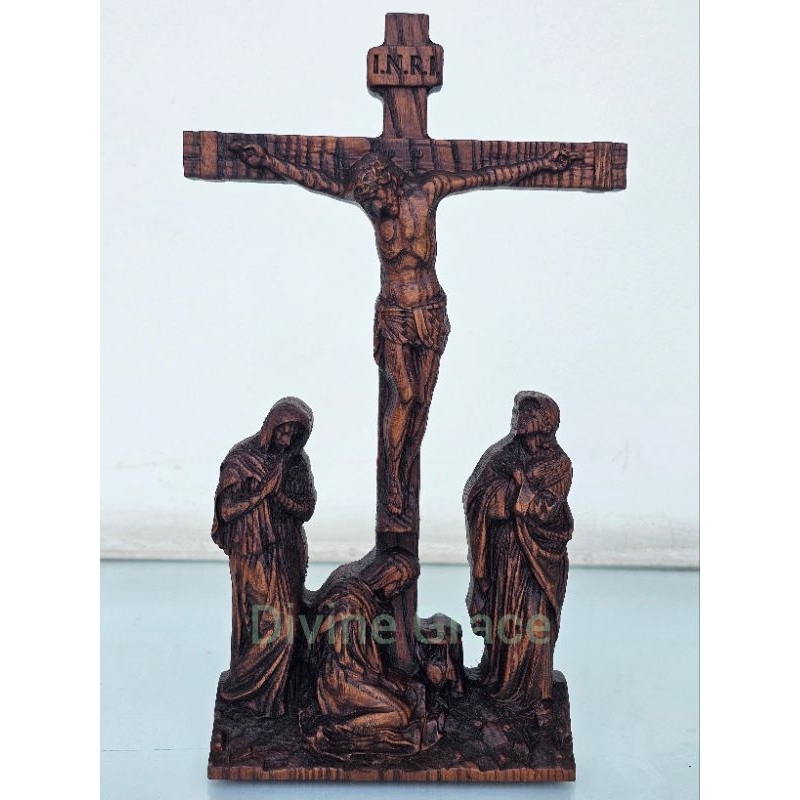 Jual Salib Yesus disalib di Kayu Salib dengan Bunda Maria dan 2 Murid ...