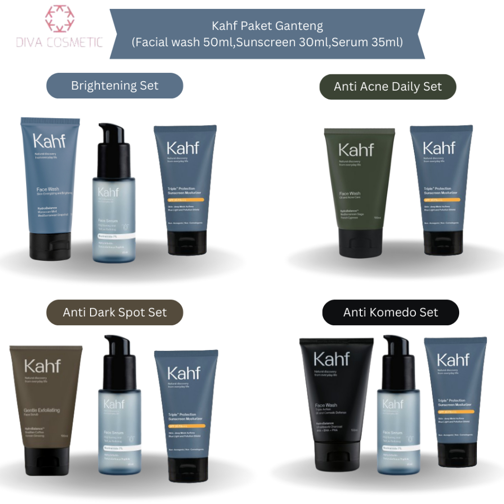 Jual Kahf Paket Skin Care Ganteng (Face wash, Serum, Sunscreen ...