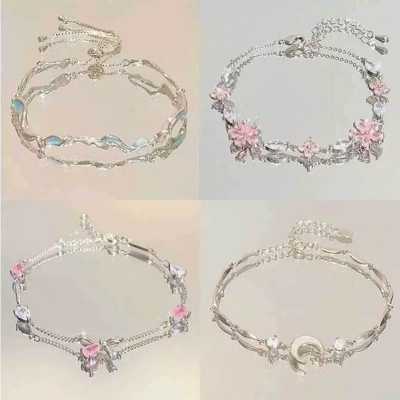 Jual Gelang Fairy Silver FLower Blossom BUnga Bulan Pinky Pastel Blue ...