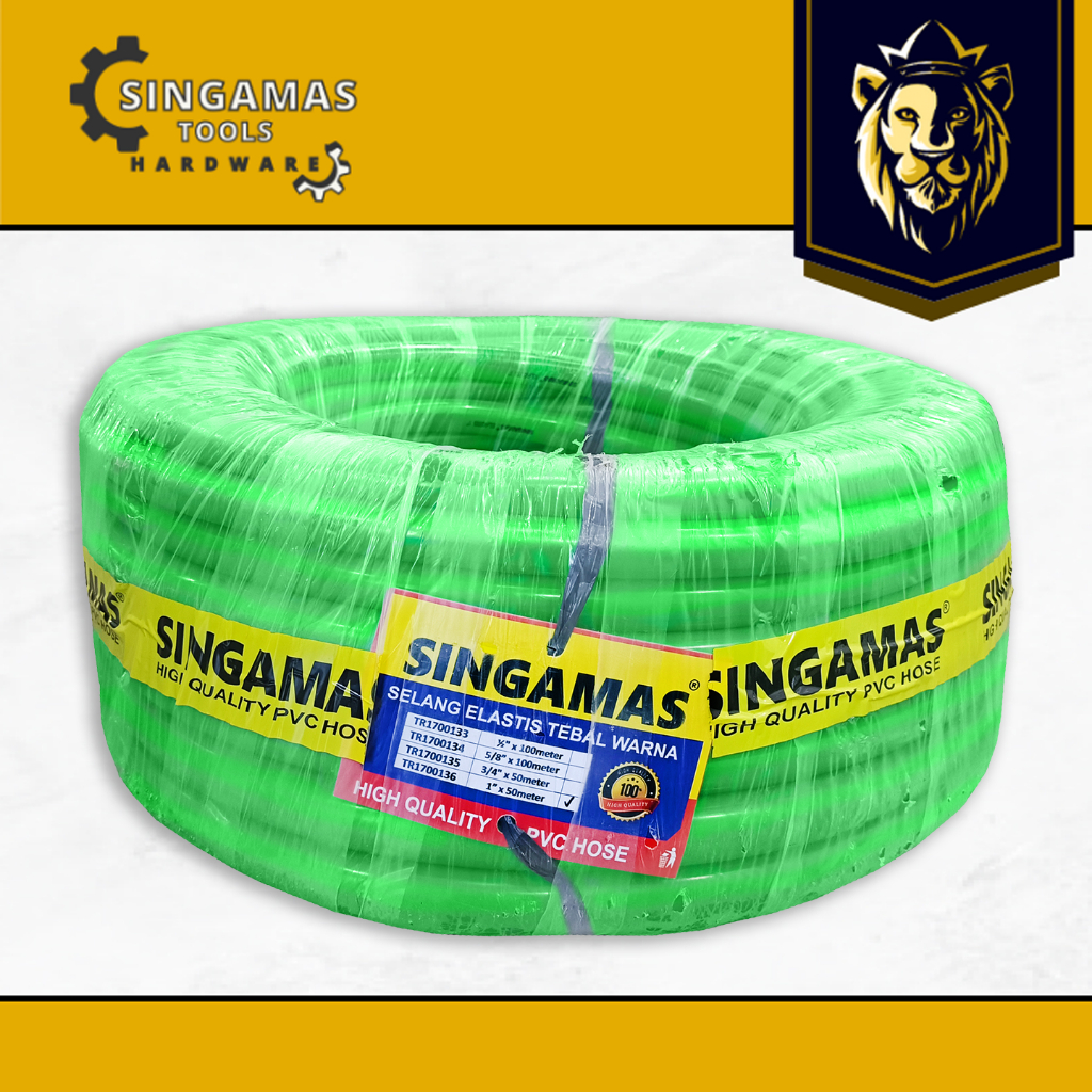 Jual SINGAMAS Selang Air PVC Elastis Tebal Warna Hijau 1" x 50 m ...