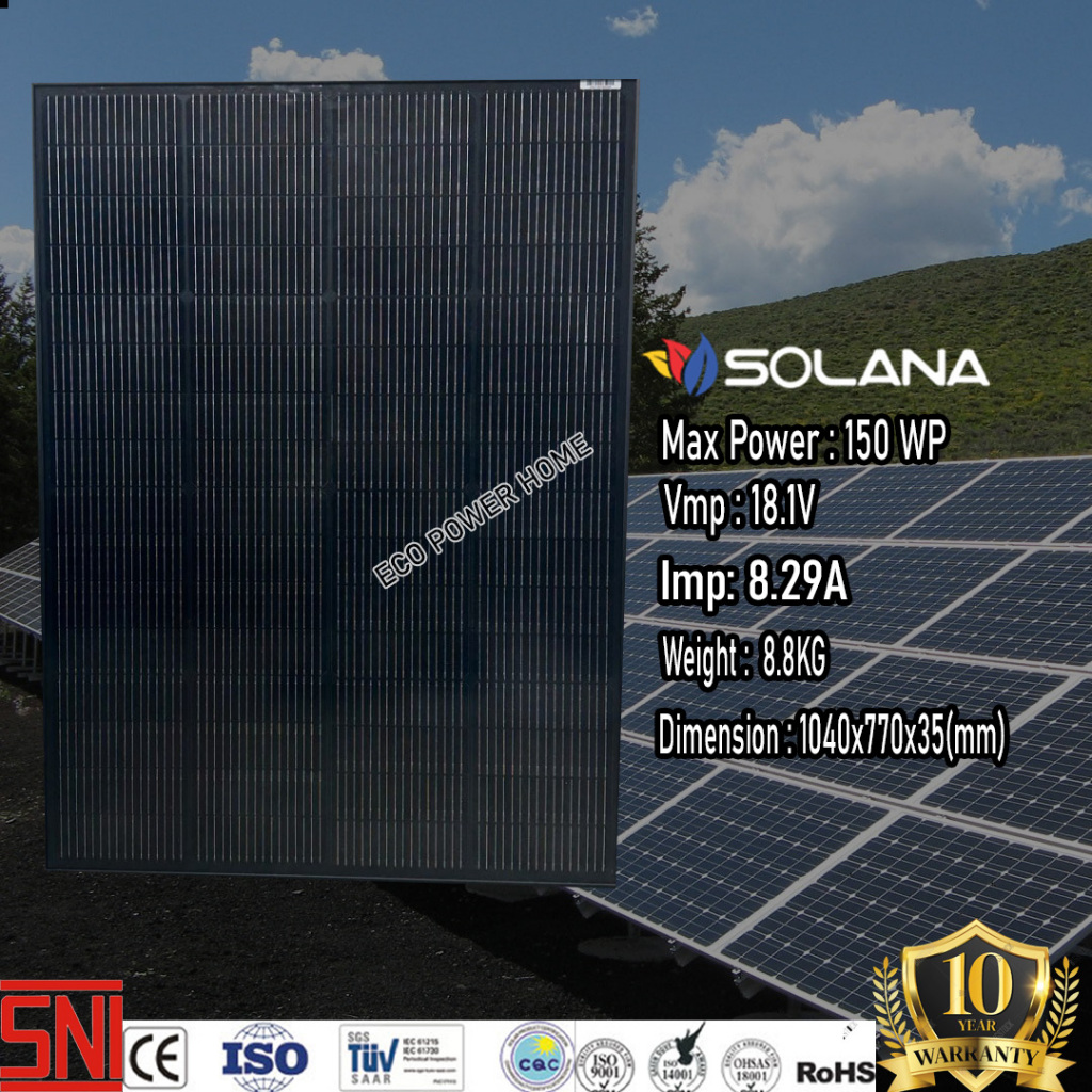 Jual SOLANA 150WP MONO BLACK 12V SOLAR CELL / PANEL SURYA 12 V 150 WP ...