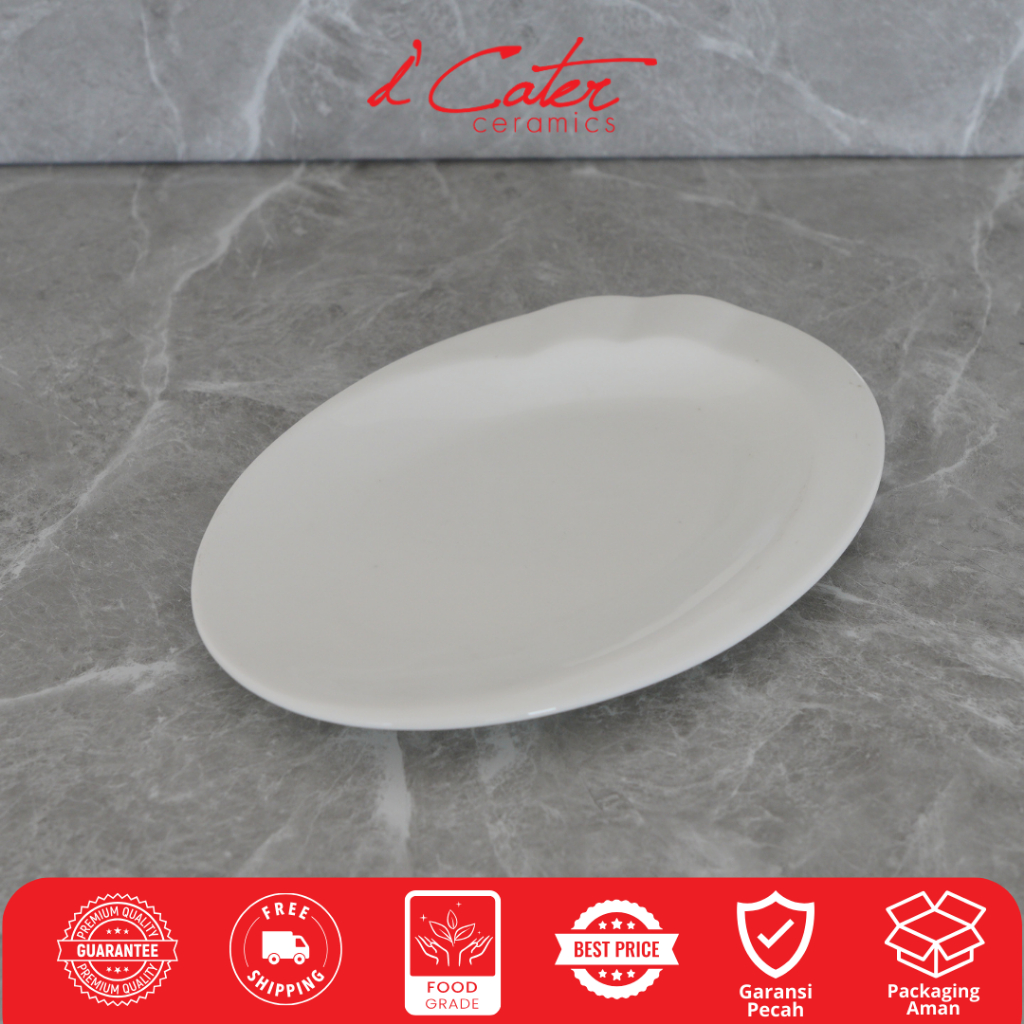 Jual Piring Saji Keramik K249 Ukuran 20 x 14 cm Piring Keramik Putih ...