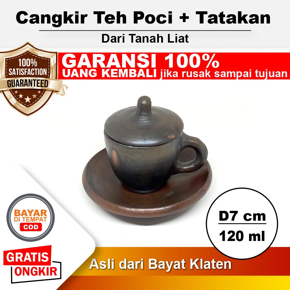 Jual Cangkir Teh Poci Gelas Tanah Liat Gerabah + Tatakan - 120 ml - 7 ...
