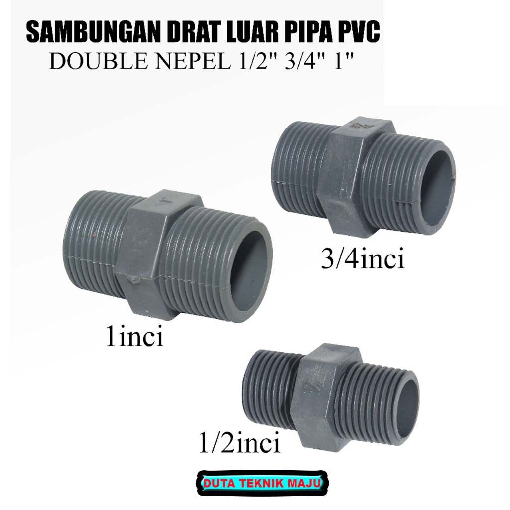 Jual Fitting Double Drat Double Neple PVC 1/2 inch 3/4 inch 1 Inch ...