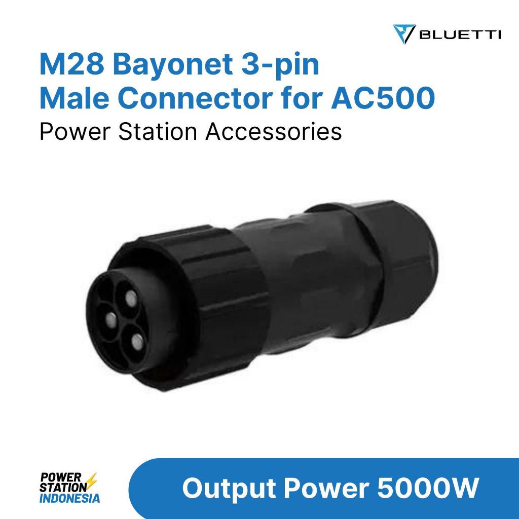 Jual Bluetti M28 Bayonet 3-Pin Male Connector for AC500 | Shopee Indonesia
