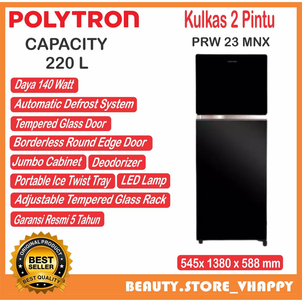 Jual kulkas polytron 2 pintu 220 liter PRW 23 MNX garansi resmi ...