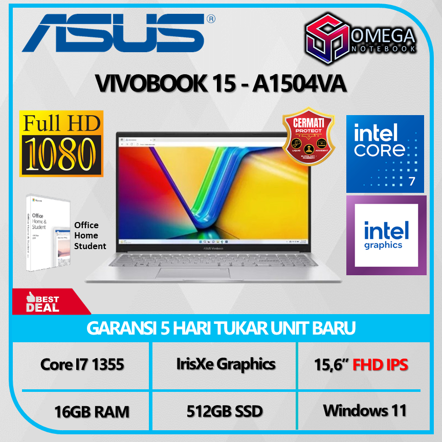 Jual Asus Vivobook 15 A1504VA Core i7 1355U 16GB 512SSD 15.6FHD Windows ...