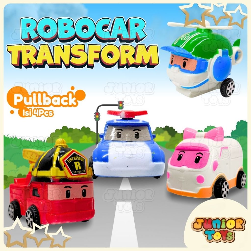 Jual Mainan Mobil Set Robot Robocar Police Car Pullback Action | Shopee ...