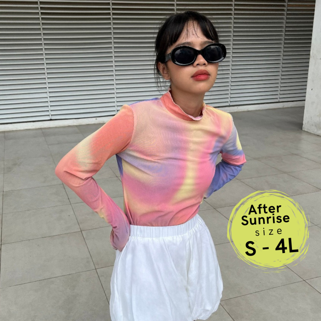 Jual House of KYNY - Light Colors Mesh Top | Atasan Wanita Print Lengan ...