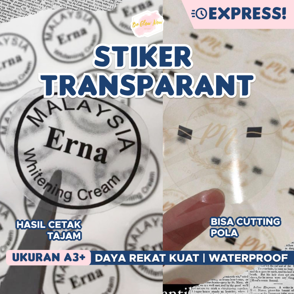 Jual Sticker logo transparant / sticker bening Custom perlembar A3 made ...