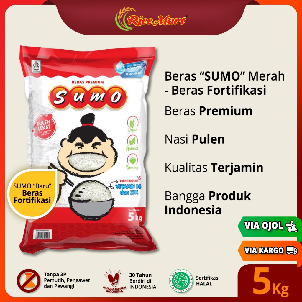 Jual [BARU] Beras SUMO Merah 5 kg "Fortifikasi" - Beras Premium - Nasi ...