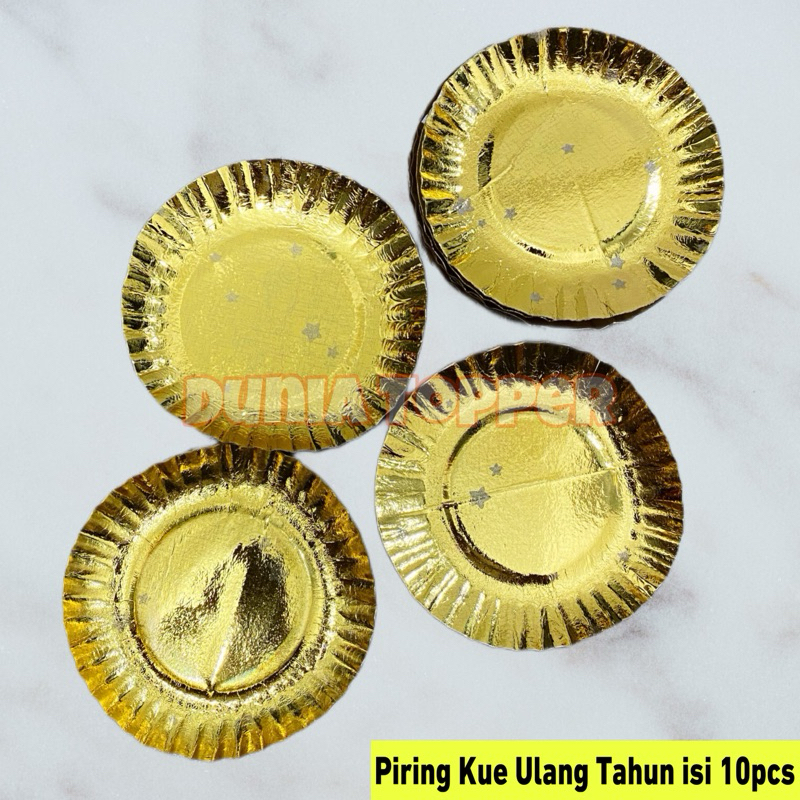 Jual Piring Kue Kertas Emas Piring Kue Ulang Tahun Gold isi 10pcs | Shopee Indonesia