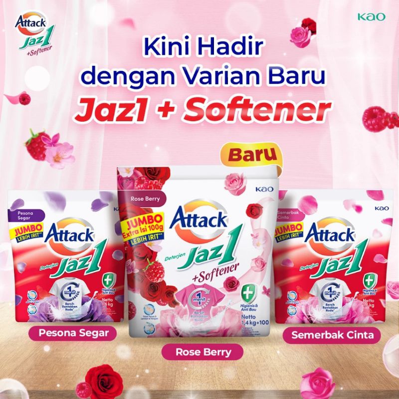 Jual Kao Attack Jaz 1 Detergen bubuk Semerbak Cinta • pesona segar 800 g | Shopee Indonesia