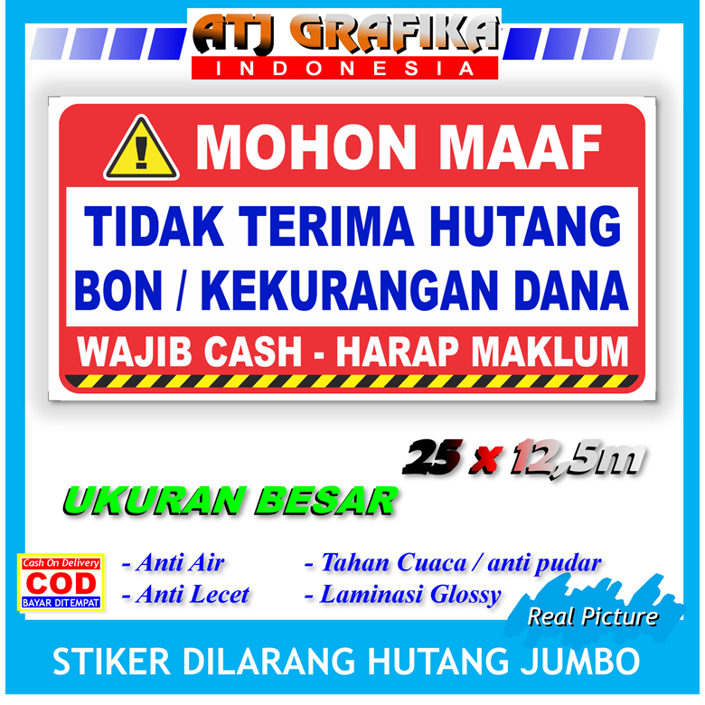 Jual Stiker Jumbo dilarang hutang anti Bon utang sticker pemnayaran ...