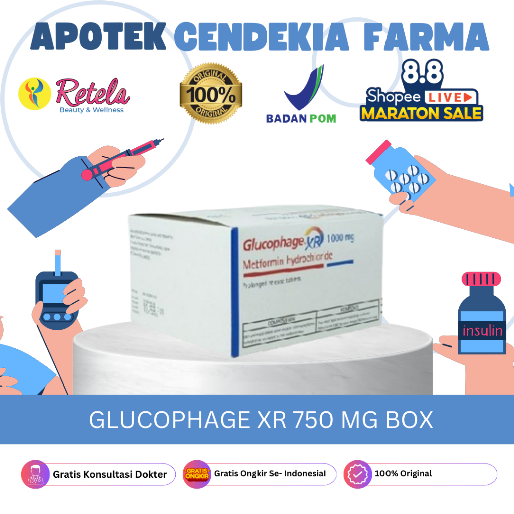 Jual Glucophage Xr 1000 Mg Strip 10 Tablet / Metfromin / Obat Diabetes ...