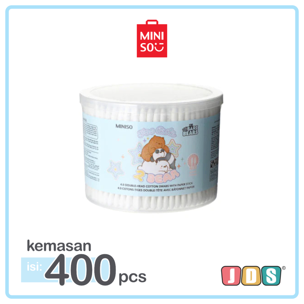 Jual COTTON SWABS MINISO BARE BEAR isi 400 pcs | Shopee Indonesia