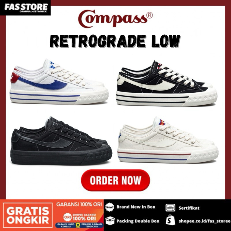 Jual [ORIGINAL] SEPATU COMPASS RETROGRADE LOW BLACKWHITE / WHITE BLUE ...