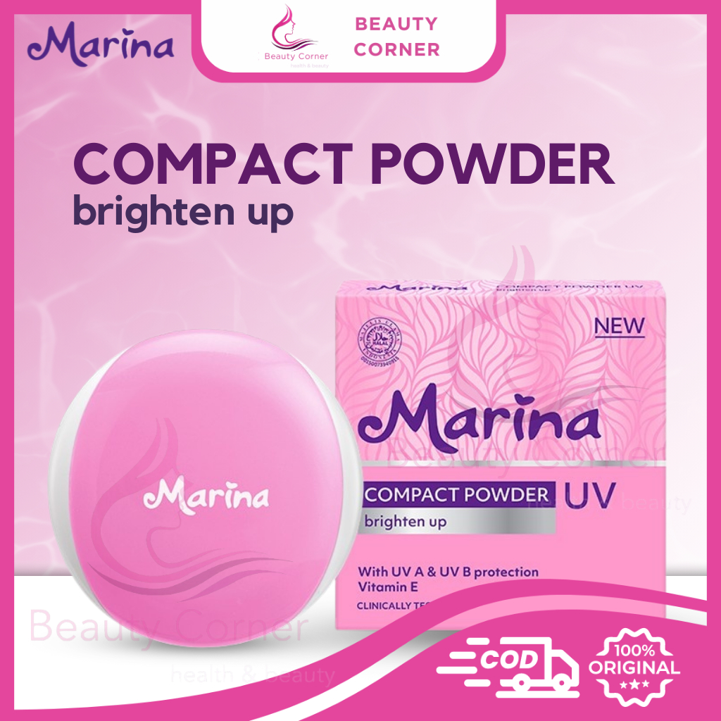 Jual Marina Compact Powder UV Protection Brighten Up | Shopee Indonesia