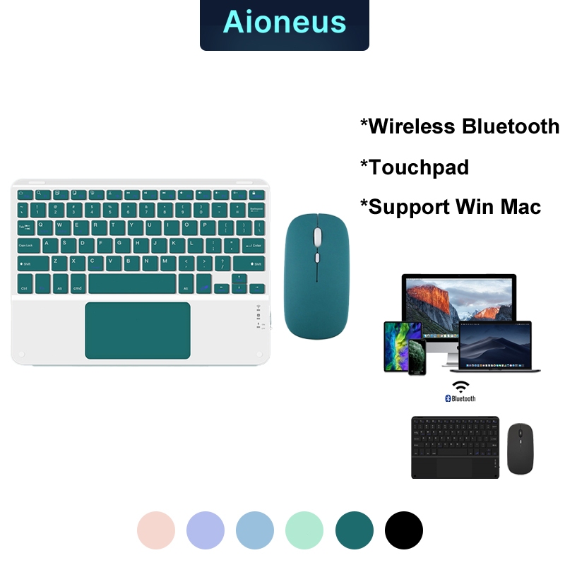 Jual Keyboard Mouse Wireless Bluetooth Touchpad 10 inch Mini Portable ...