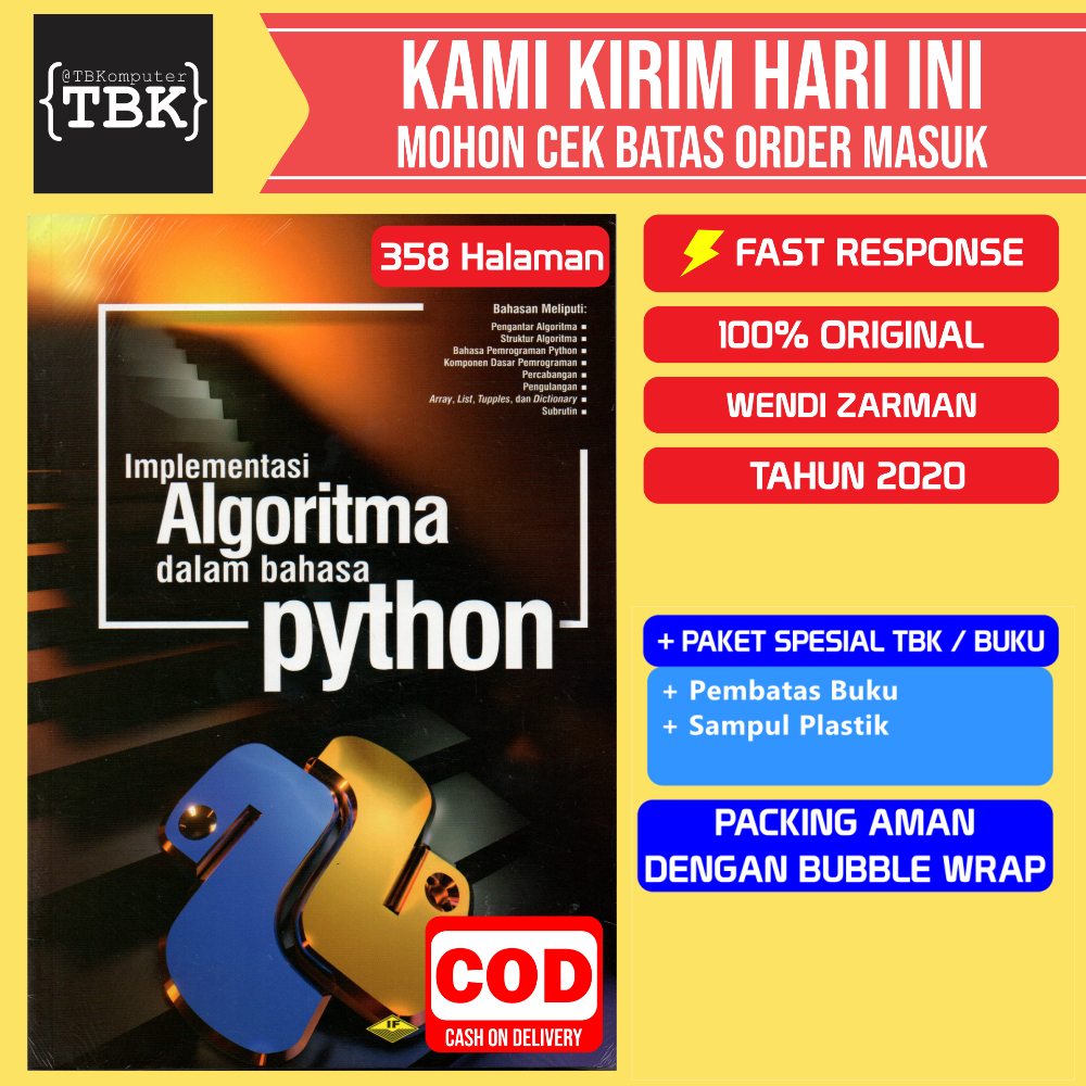 Jual BUKU IMPLEMENTASI ALGORITMA DALAM BAHASA PYTHON WENDI ZARMAN | Shopee Indonesia