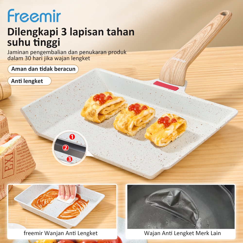Jual [TERMURAH] freemir Teflon Telur 22cm Tamago Pan Anti Lengket untuk ...