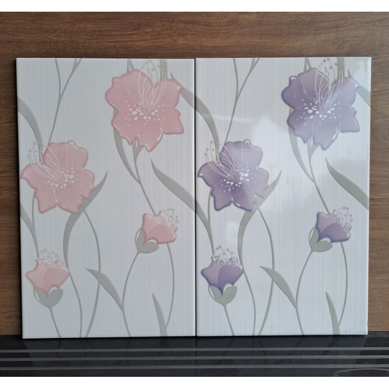 Jual keramik dinding motif bunga / keramik bunga ungu / keramik bunga ...