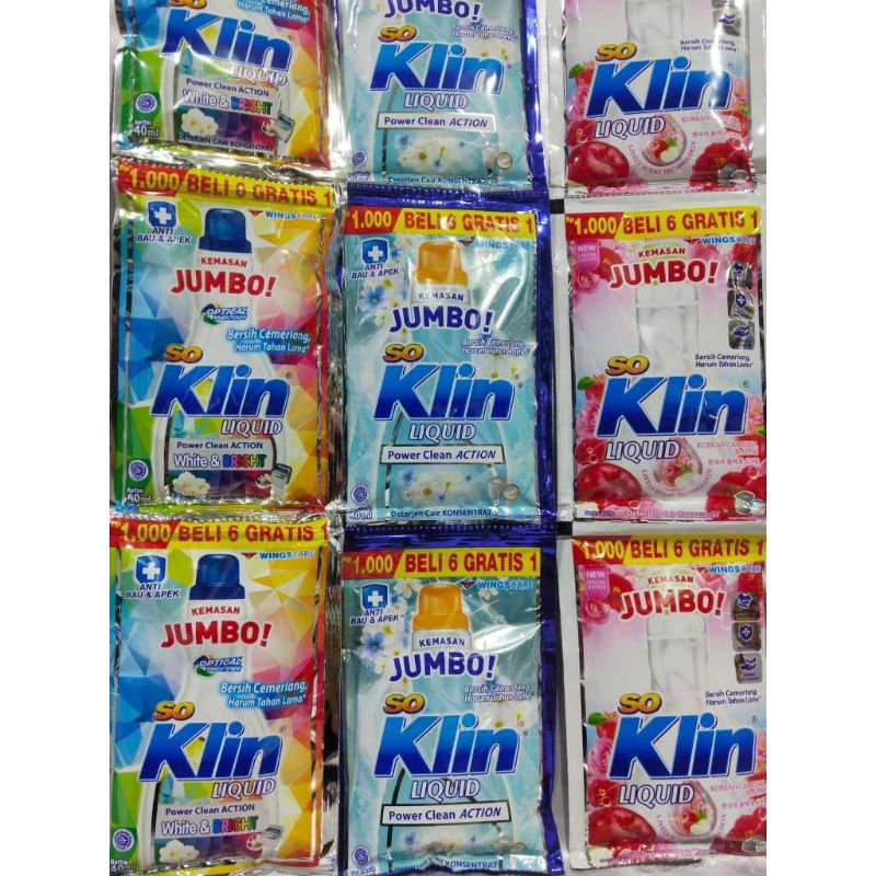 Jual SOKLIN DETERGENT CAIR SO KLIN LIQUID JUMBO BELI 6 GRATIS 1 UKURAN ...