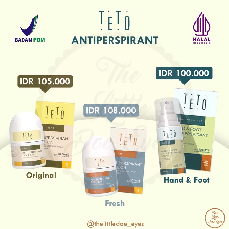 Jual Teto Antiperspirant Roll On Hand Foot Spray 3ml o F2G3 | Shopee ...