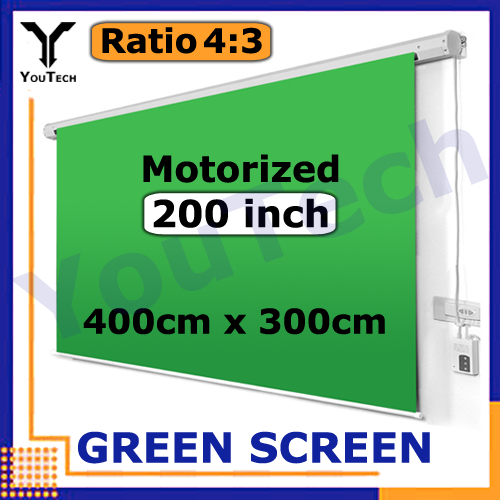 Jual Layar Green Screen Motorized 200 inch ukuran 400cm x 300cm ...