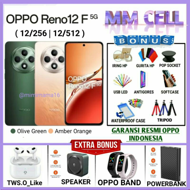 Jual OPPO RENO 12F 5G RAM 12/512 GB | OPPO RENO12 F 5G RAM 12/256 GB GARANSI RESMI OPPO | Shopee ...