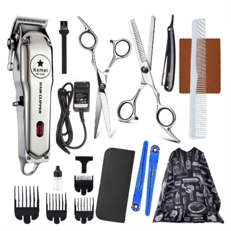 Jual paket lengkap alat cukur barbershop mesin gunting potong pangkas rambut km-kemei 1996 ...
