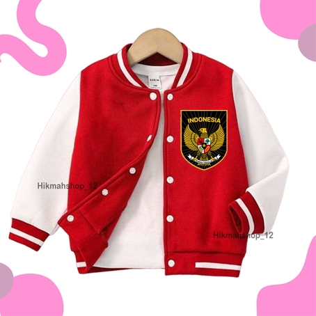 Jual Varsity Jacket Baseball Anak TIMNAS INDONESIA Laki Laki Perempuan ...