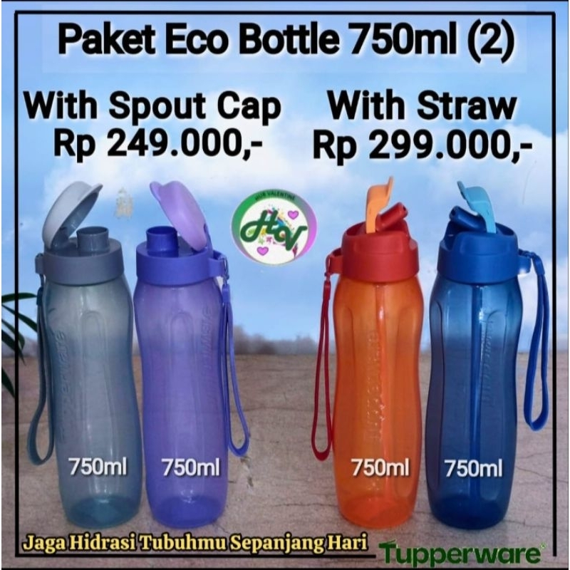 Jual Tupperware Eco Botol 750ml straw atau no straw | Shopee Indonesia