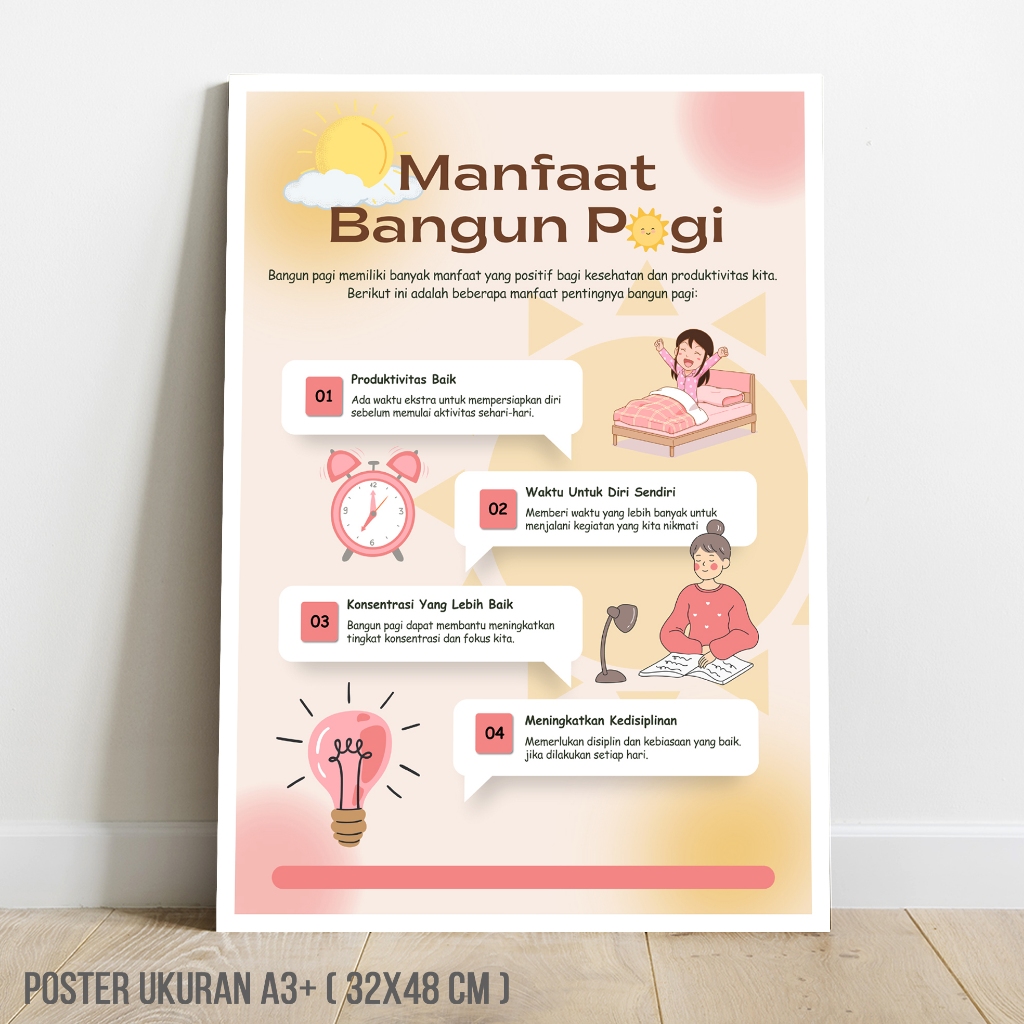 Jual POSTER EDUKASI MANFAAT BANGUN PAGI | Shopee Indonesia