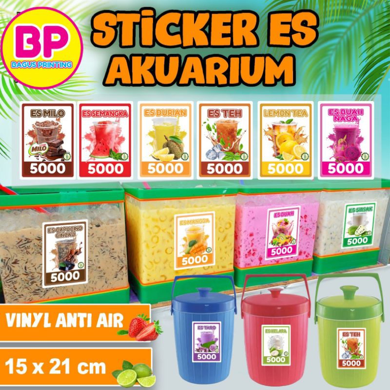 Jual Stiker Es Aquarium Stiker Termos Es Anti Air Ukuran 15 x 21 cm ...