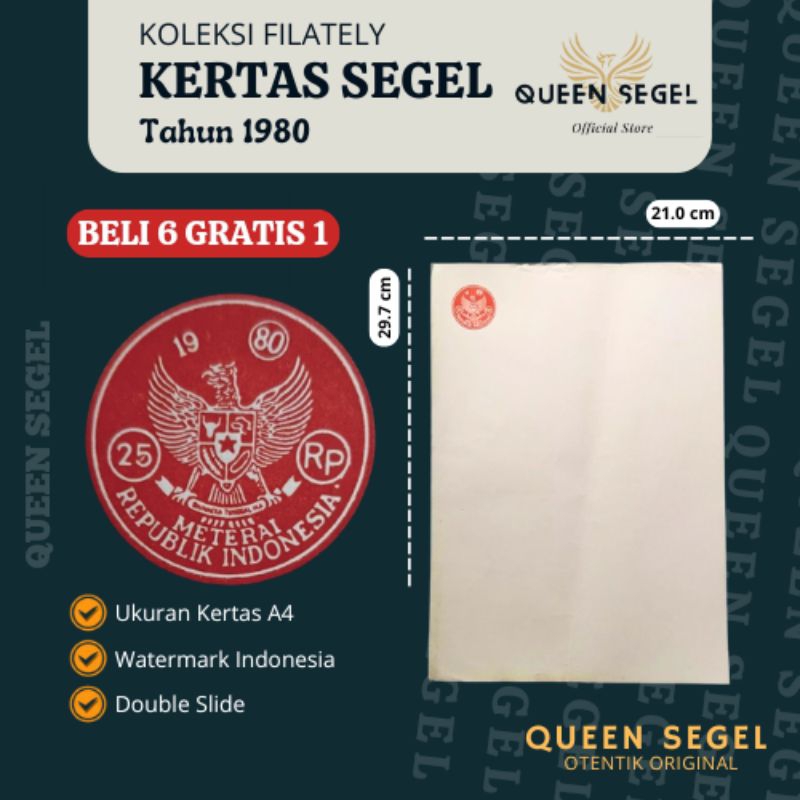 Jual [BELI 6 GRATIS 1] Kertas Segel Tanah Tahun 1980 Double Slide Asli ...