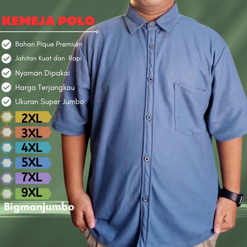 Jual Baju kemeja kaos kameja polo laqos pique polos lengan pendek pria dewasa bigsize 3xl 4xl ...