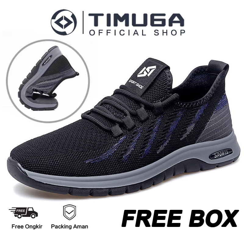 Jual TIMUGA Sepatu Pria Casual Sneakers Kerja Sepatu Hitam Sports Shoes Sepatu Olahraga Cowok ...