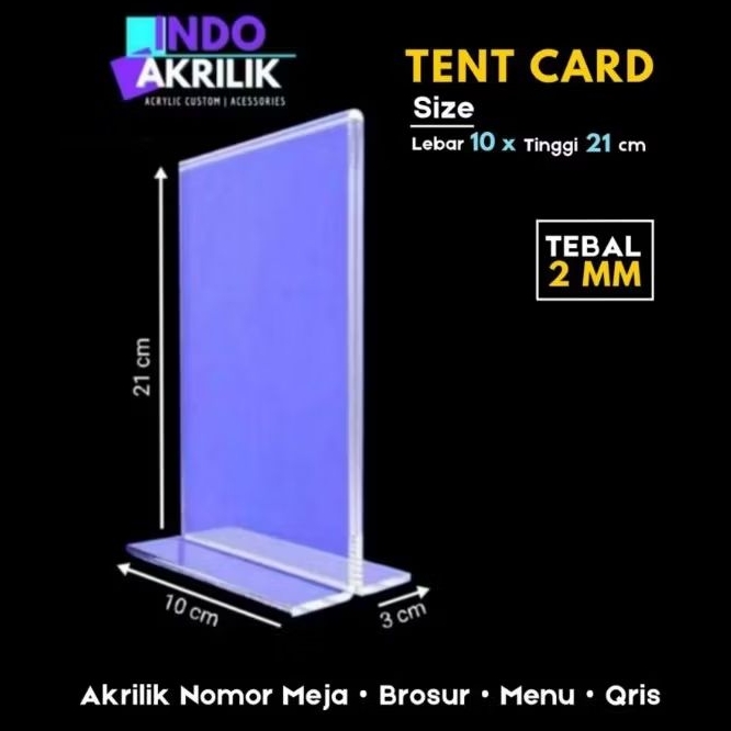Jual Tent Card Nomor Meja/Menu/Qris Akrilik 2 SISI 10x21cm (T) | Shopee ...