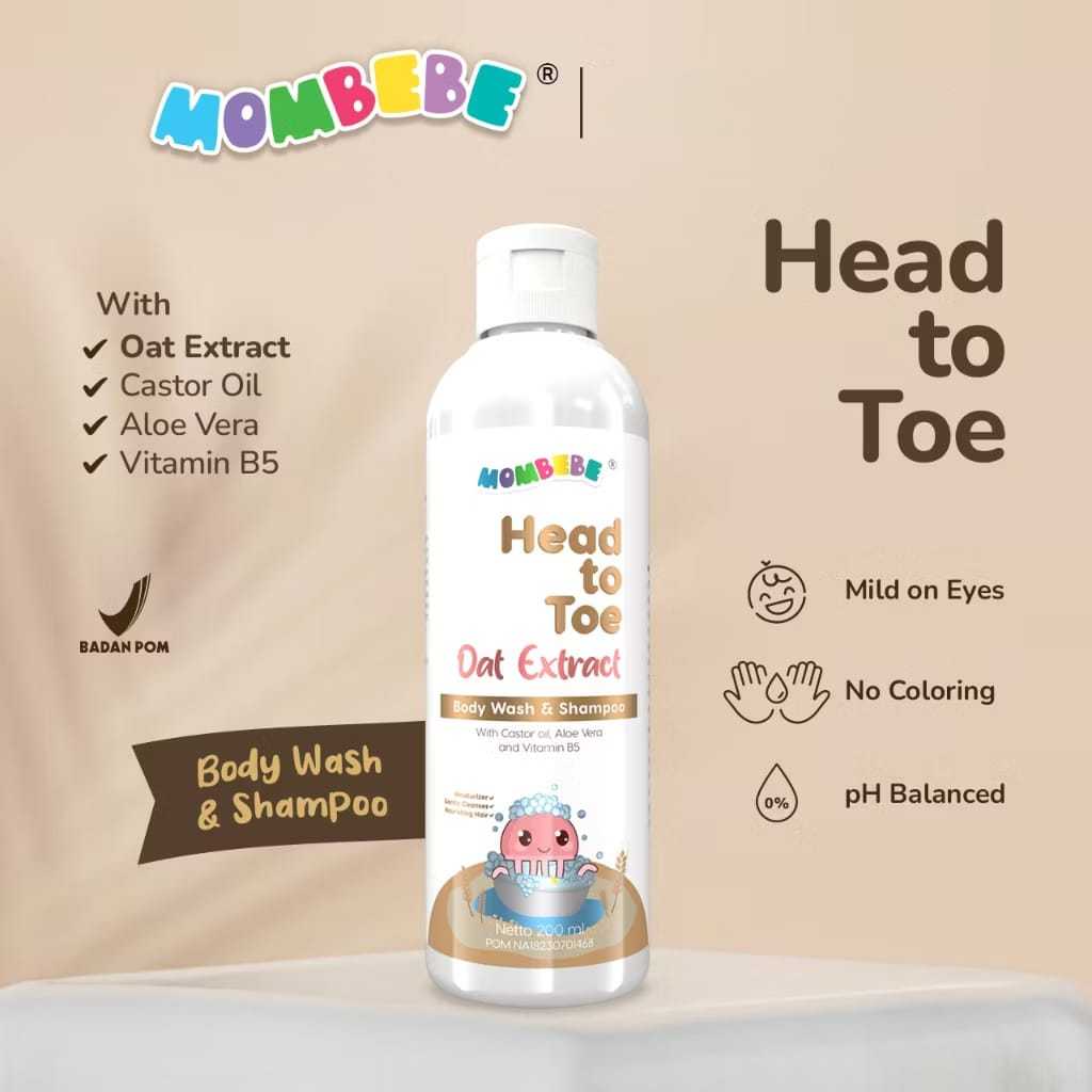 Jual Mombebe Head To Toe Oat Extract / Sabun And Shampoo Baby Oat 200ML ...