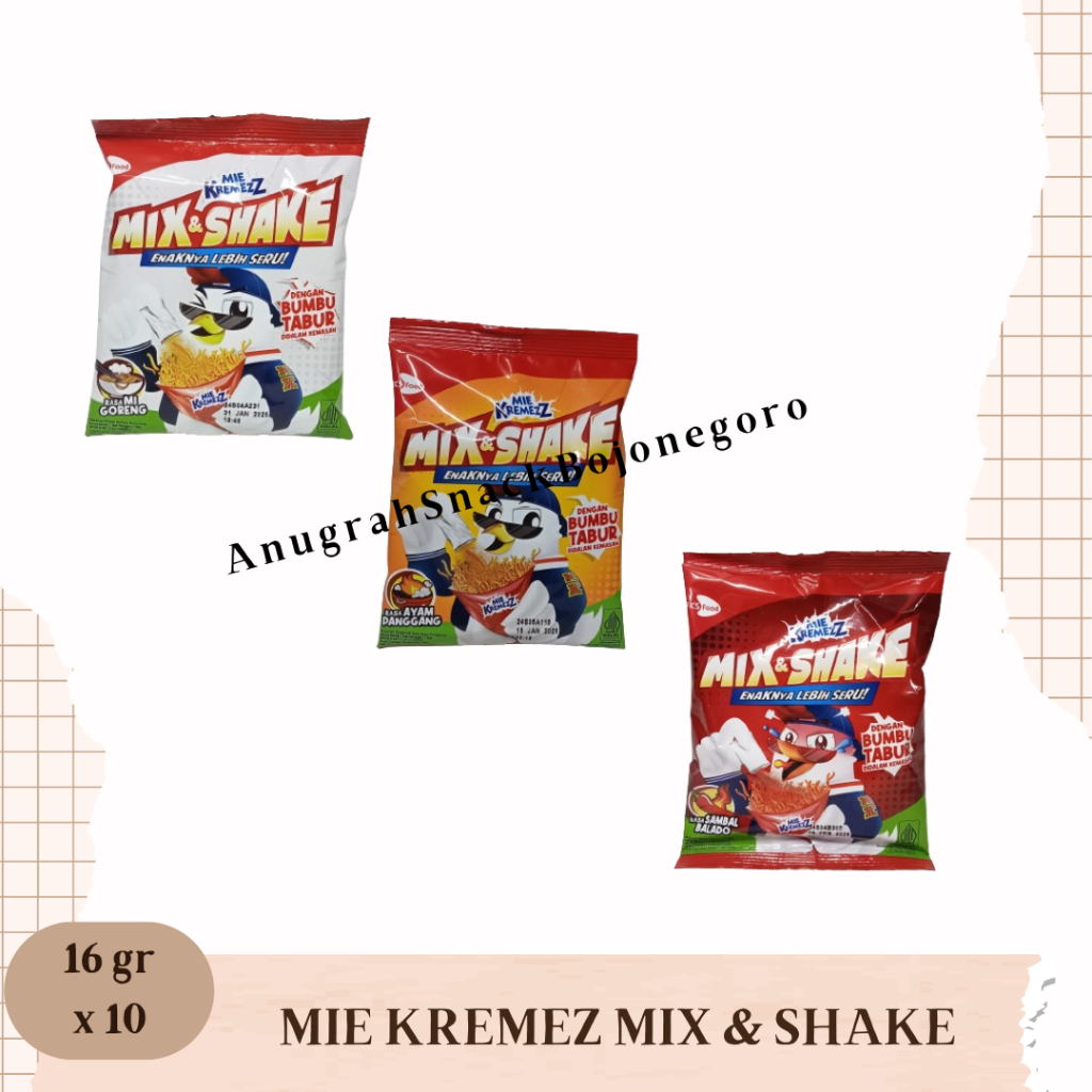 Jual Mie Kremezz Mix & Shake Renceng 16gr x 10 (Rasa Mi Goreng / Ayam ...