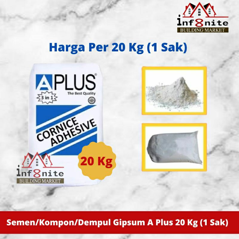 Jual Semen Gipsum A Plus Dempul Gip Gipsum Compound Kompon Gypsum 1 Sak ...